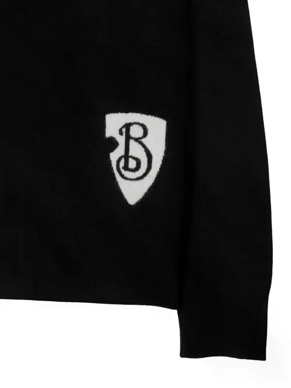 Burberry Intarsia-knit Logo Wool-blend Jumper - Black