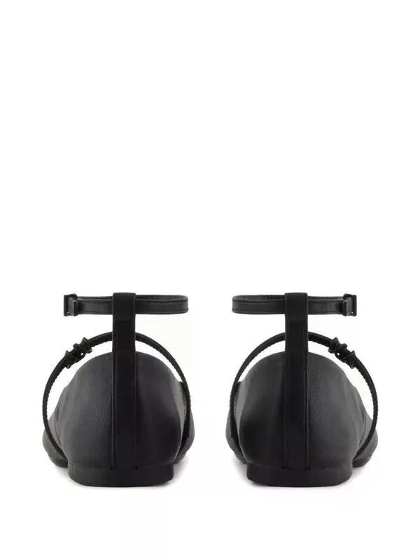 Armani Exchange Pointed Toe Ballerina Shoes With Ankle Strap - Black