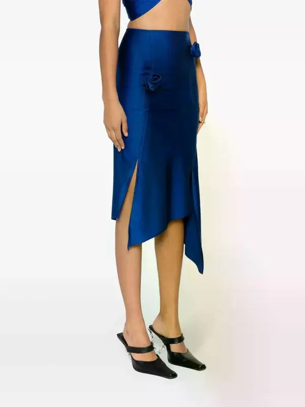 Coperni Floral-appliqué Asymmetric Midi Skirt