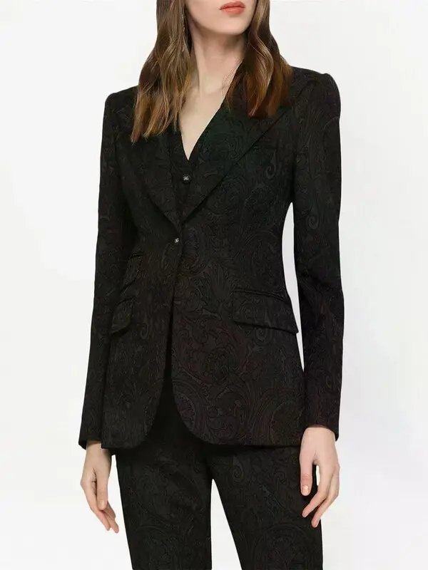 Dolce & Gabbana Turlington Jacquard Single-breasted Blazer - Black