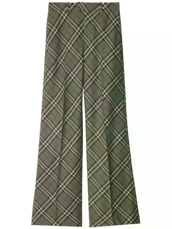 Burberry Vintage Check Pattern Wool Trousers - Grey