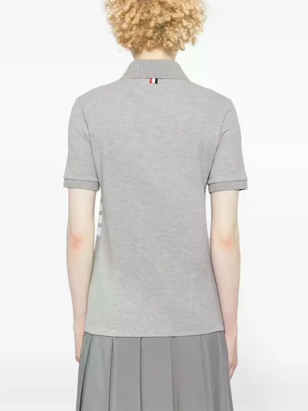 Thom Browne Striped Logo-patch Polo Shirt - Grey
