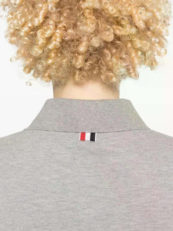 Thom Browne Striped Logo-patch Polo Shirt - Grey
