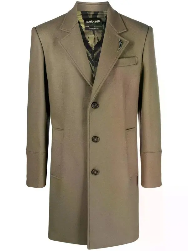 Roberto Cavalli Tiger Tooth Single-breasted Coat