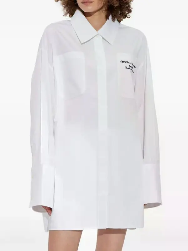 Off-White Embroidered Logo Shirt Dress