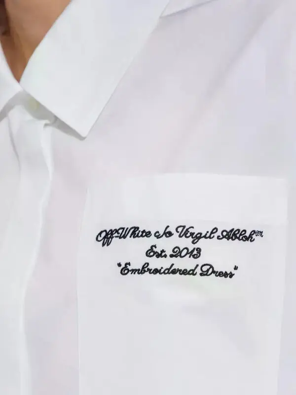 Off-White Embroidered Logo Shirt Dress
