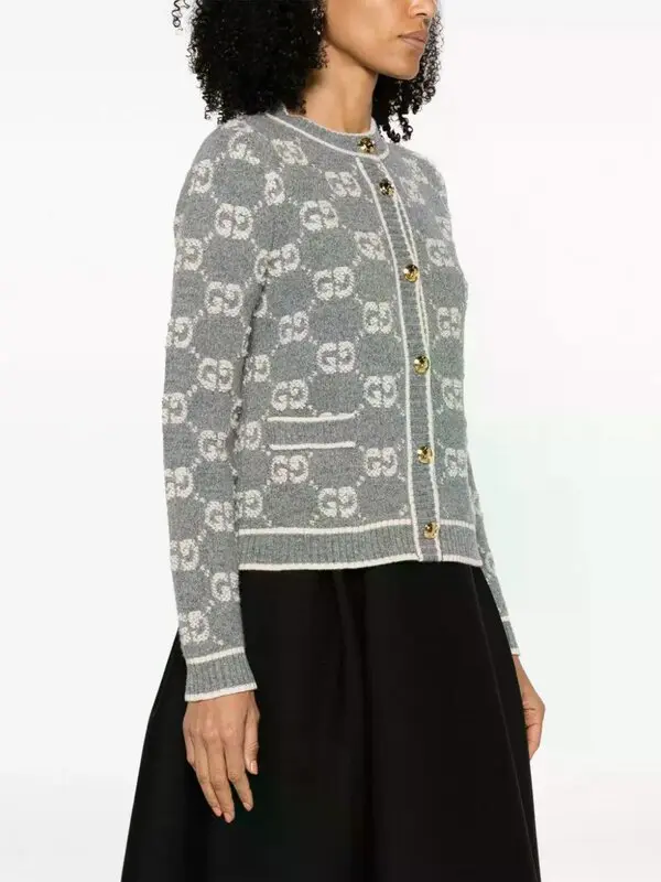 Gucci Gg Jacquard Wool Bouclé Cardigan