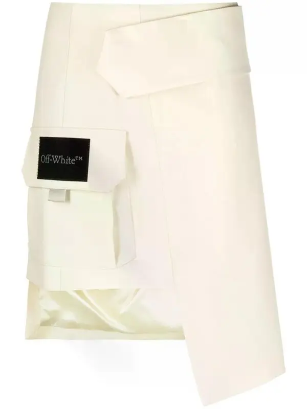 Off-White Asymmetric Wool Mini Skirt - Neutrals