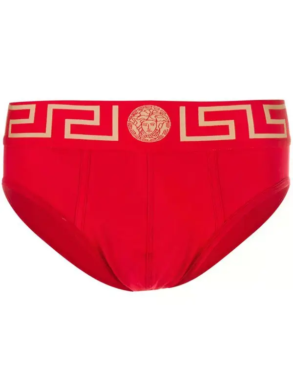 Versace Greca Border Briefs - Red