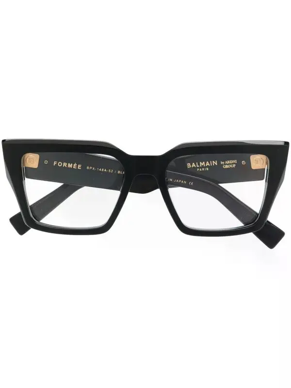 Balmain Oversize Frame Logo-plaque Glasses - Black