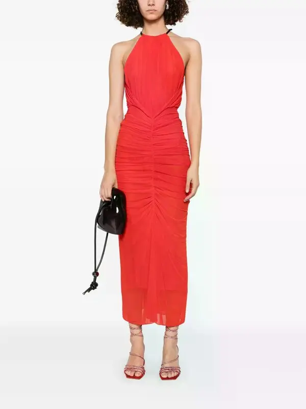 MUGLER Ruched Halterneck Maxi Dress