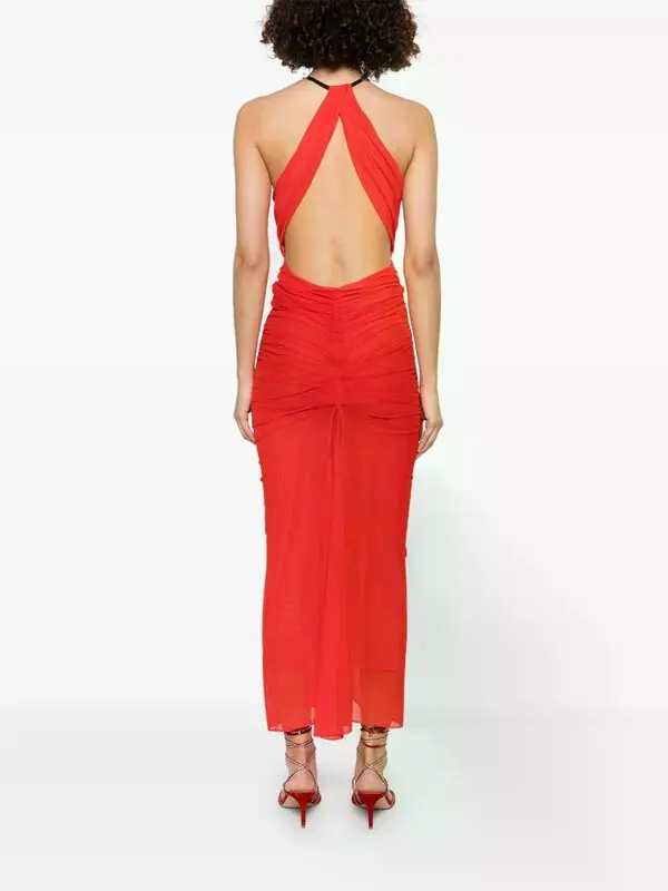 MUGLER Ruched Halterneck Maxi Dress