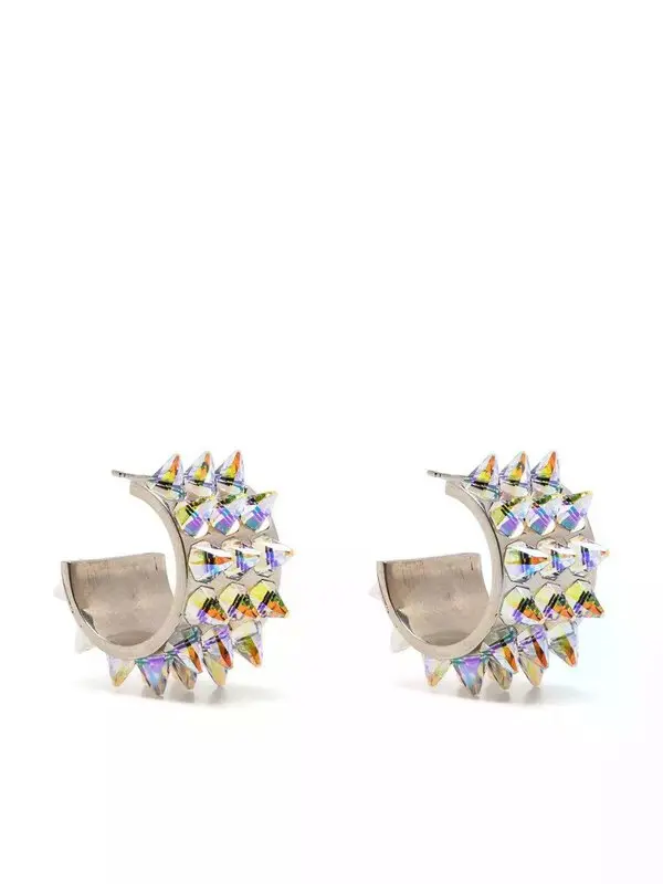 Amina Muaddi Karma Spiked Hoop Earrings - Silver