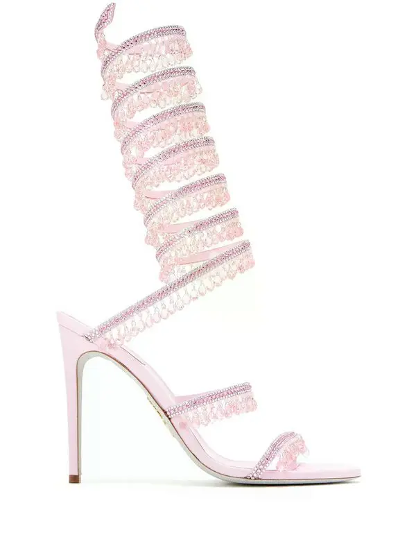 Rene Caovilla 105mm Crystal-embellished Spiral Sandals - Pink