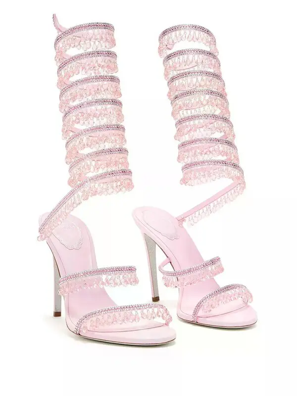 Rene Caovilla 105mm Crystal-embellished Spiral Sandals - Pink