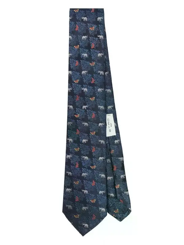 Etro Silk Jacquard Tie - Blue
