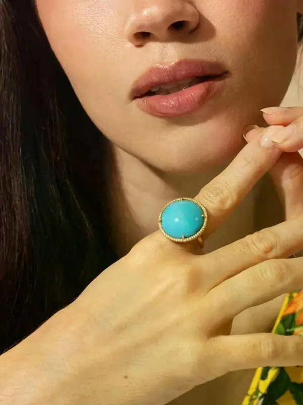 Irene Neuwirth 18kt Yellow Turquoise And Diamond Ring