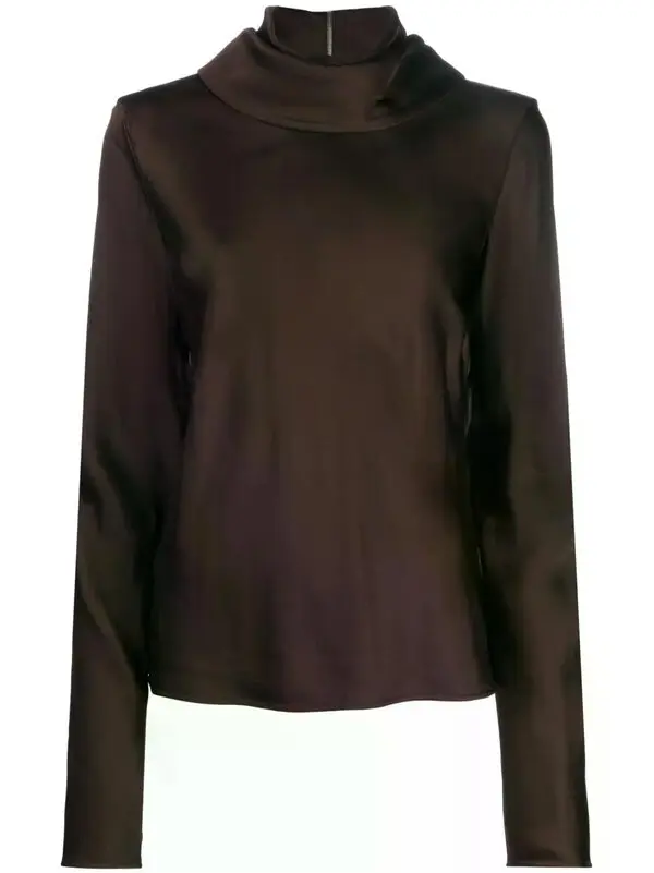 JIL SANDER Draped-neck Long-sleeve Blouse