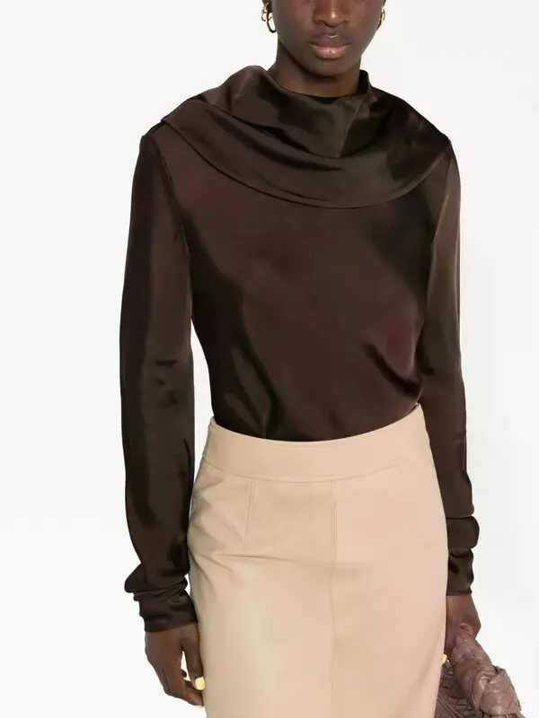 JIL SANDER Draped-neck Long-sleeve Blouse
