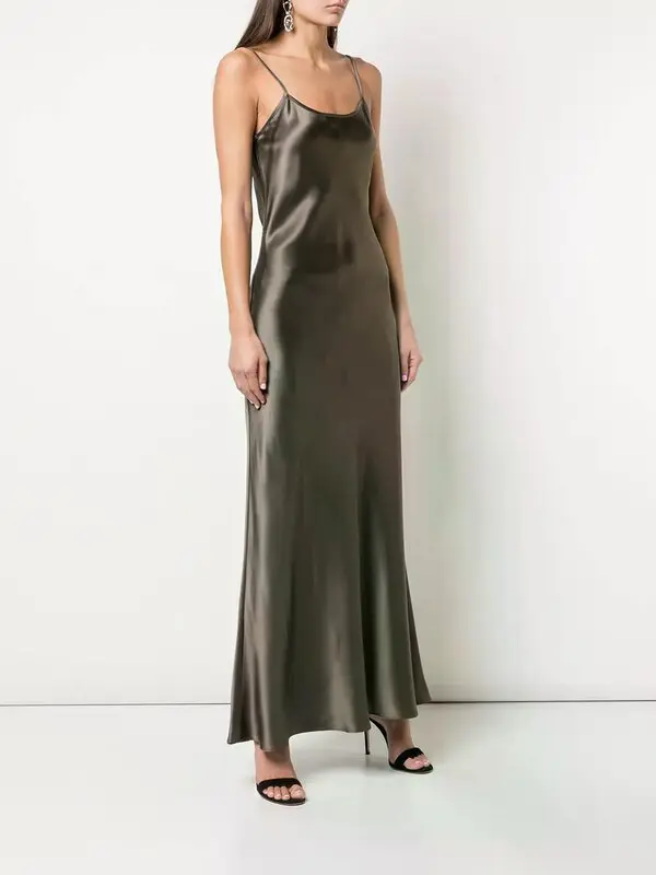 Voz Bias Cut Slip Dress - Brown