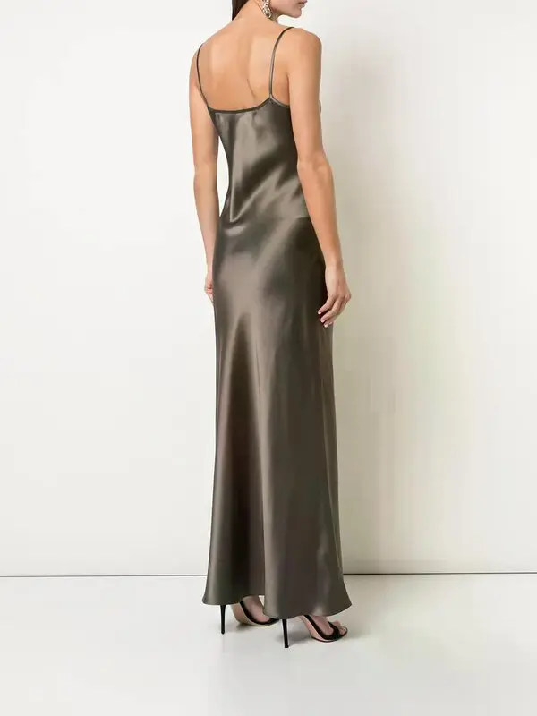 Voz Bias Cut Slip Dress - Brown