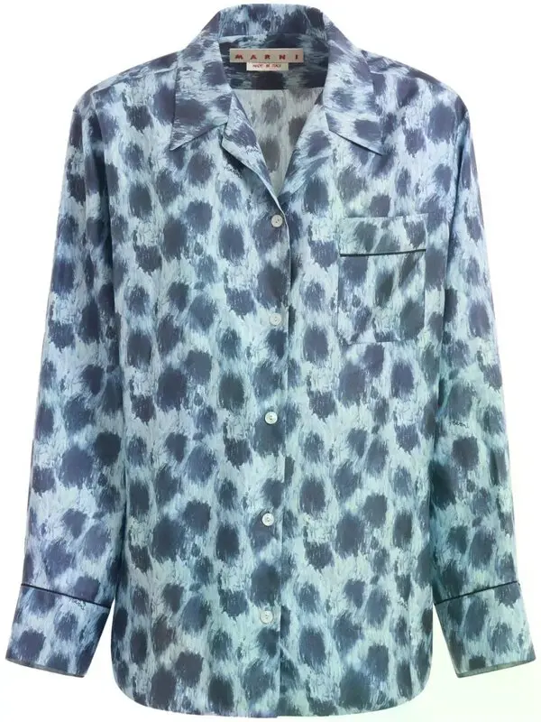 Marni All-over Print Silk Shirt - Blue