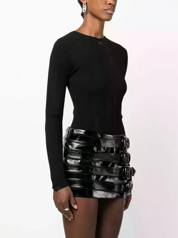 COURREGES Open-back Fine-ribbed Top