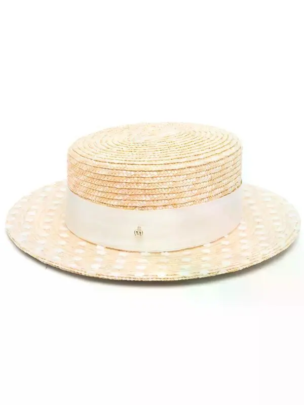 MAISON MICHEL Kiki Straw Canotier Hat - Neutrals
