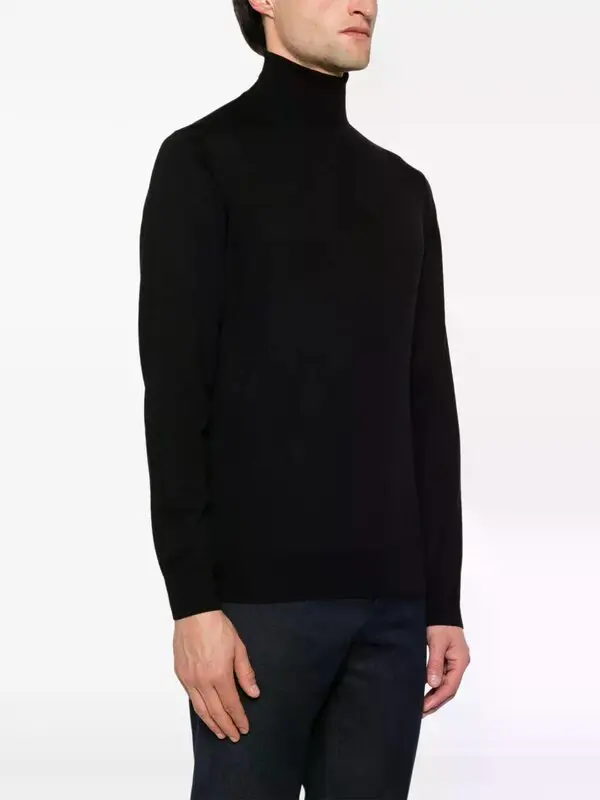 Corneliani Virgin Wool Fine Knit Sweater - Black
