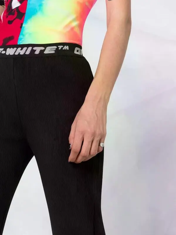 Off-White Logo-tape Ribbed-knit Trousers