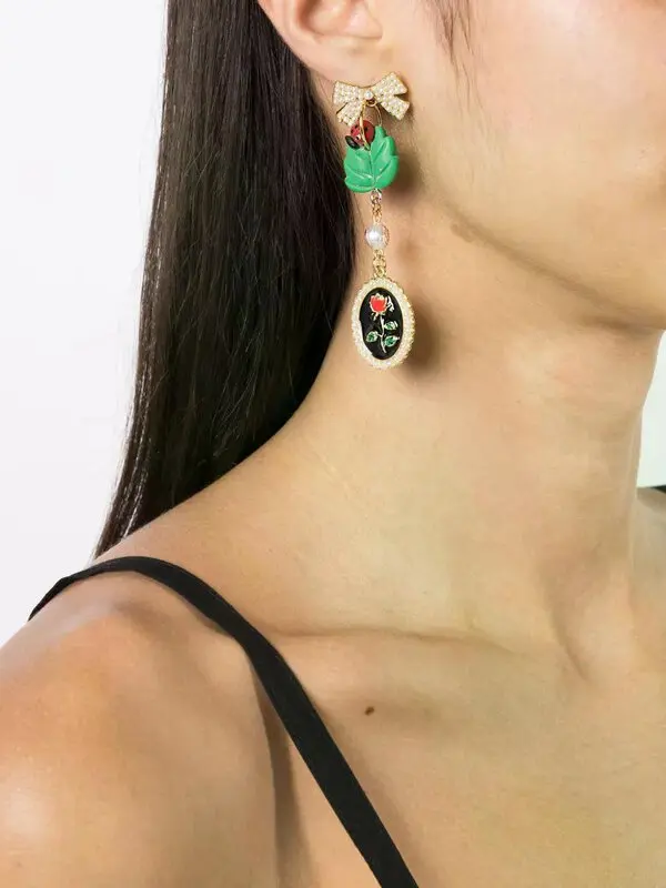 AMIR SLAMA Asymmetric Pearl-embellished Bow Earrings