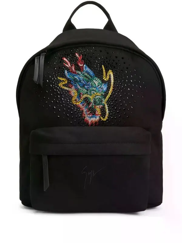 GIUSEPPE ZANOTTI Dragon Crystal Rhinestone Backpack - Black