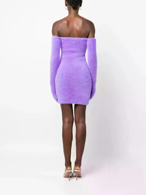 Off-White Fuzzy Off-shoulder Mini Dress