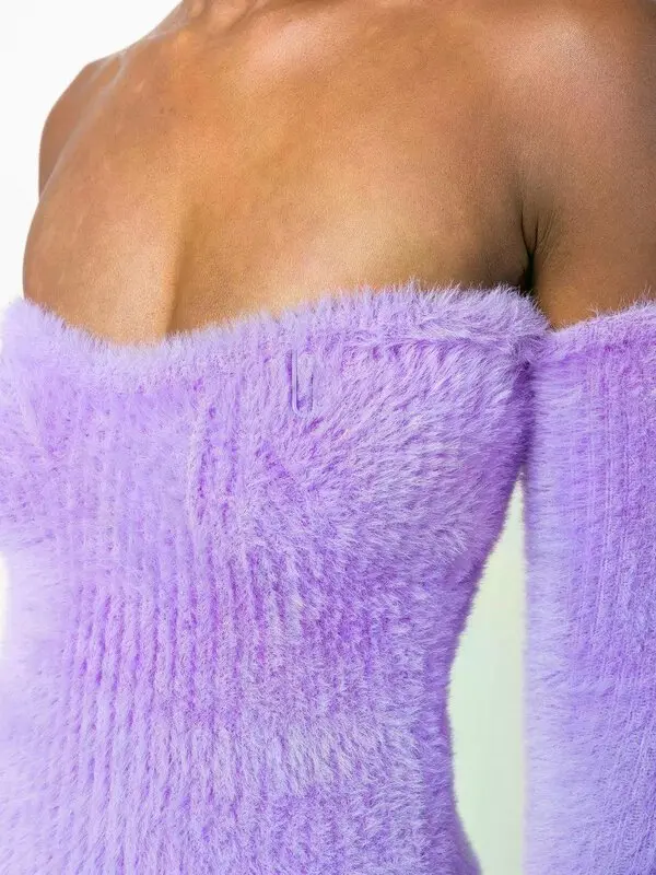 Off-White Fuzzy Off-shoulder Mini Dress