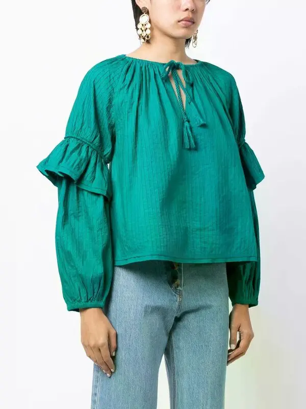 Ulla Johnson Tie-front Puff-sleeve Blouse