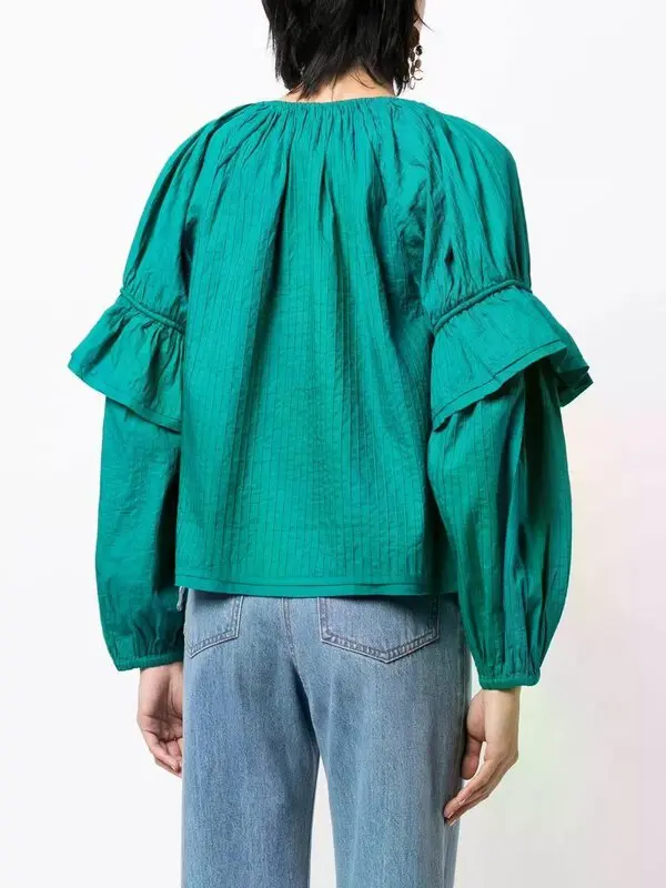 Ulla Johnson Tie-front Puff-sleeve Blouse