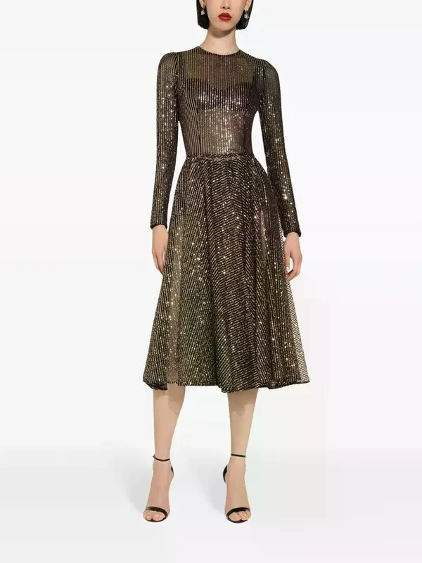 Dolce & Gabbana Sequin-embellished Flared Midi Dress