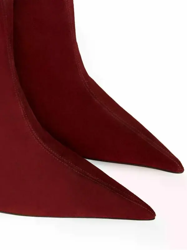 Alexandre Vauthier 105mm Stiletto Heel Pointed Toe Tie Fastening Boots - Red