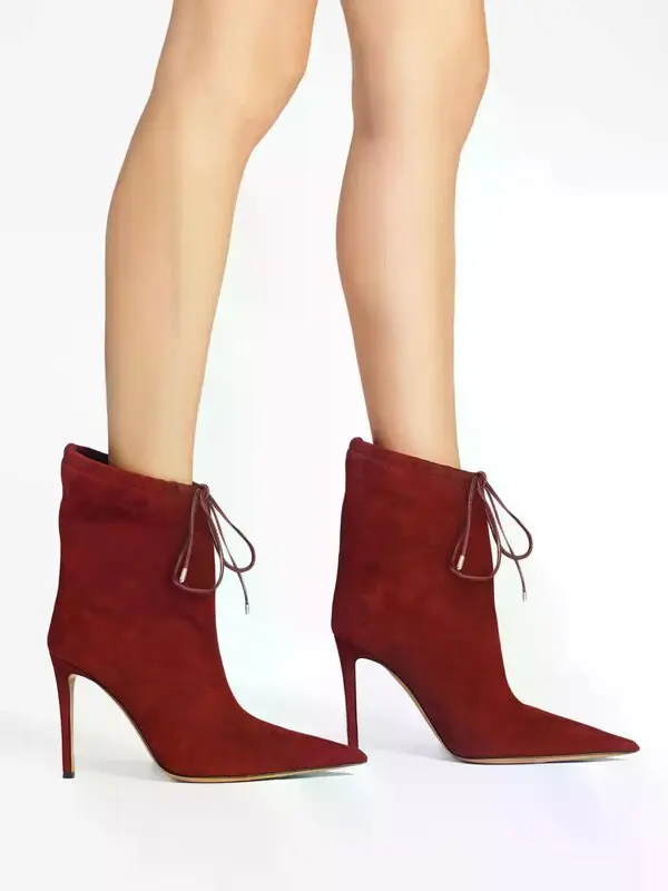 Alexandre Vauthier 105mm Stiletto Heel Pointed Toe Tie Fastening Boots - Red