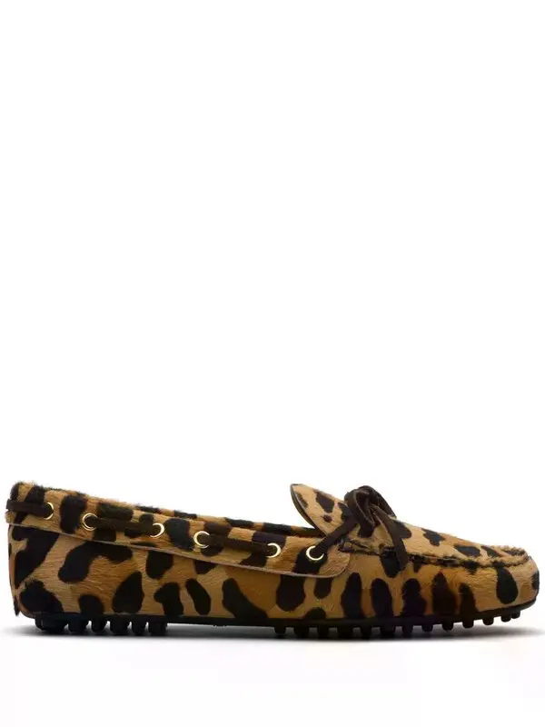 Car Shoe Animalier-print Calf Hair Loafers - Brown