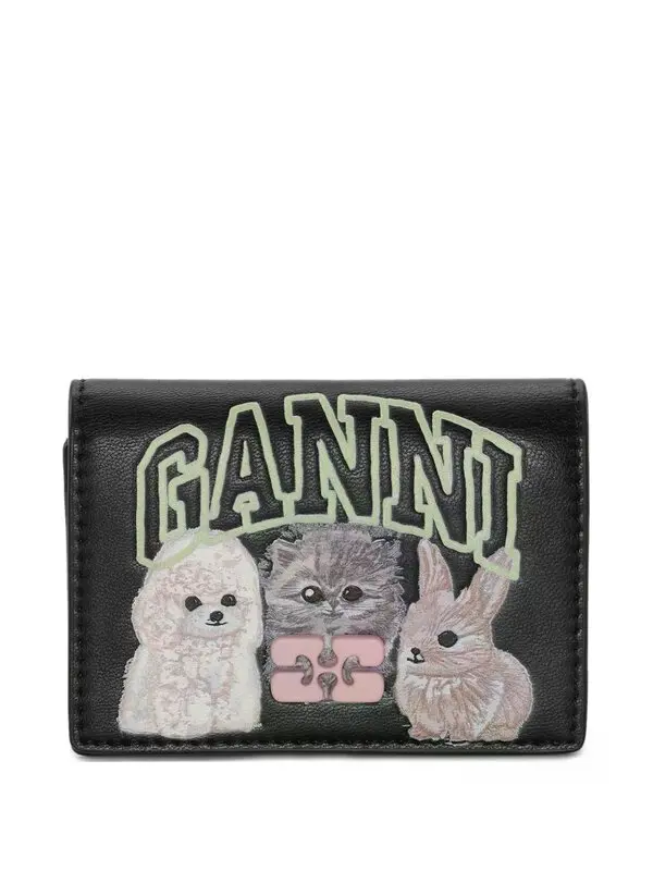 GANNI Graphic-print Wallet - Black