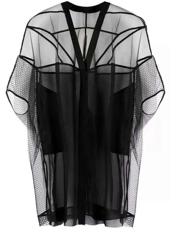 Rick Owens Edfu Tecuatl Sheer Silk Jacket - Black