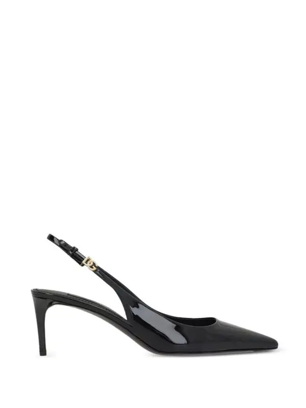 Dolce & Gabbana Patent Leather Slingback Pumps With Dg Logo