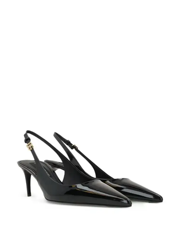 Dolce & Gabbana Patent Leather Slingback Pumps With Dg Logo