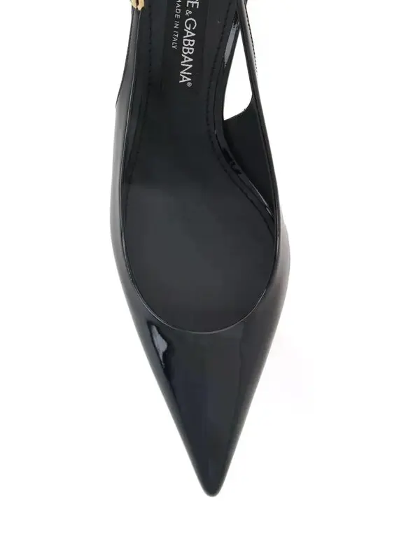 Dolce & Gabbana Patent Leather Slingback Pumps With Dg Logo