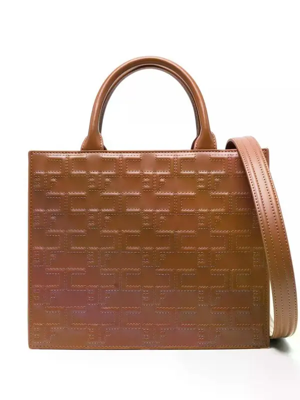 Elisabetta Franchi Logo-embossed Quilted Tote Bag - Brown