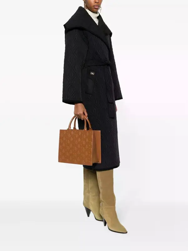 Elisabetta Franchi Logo-embossed Quilted Tote Bag - Brown