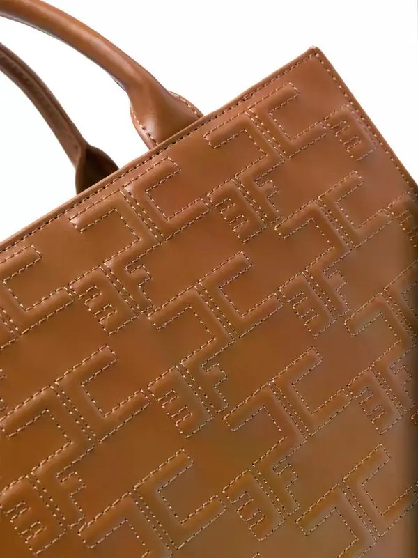Elisabetta Franchi Logo-embossed Quilted Tote Bag - Brown