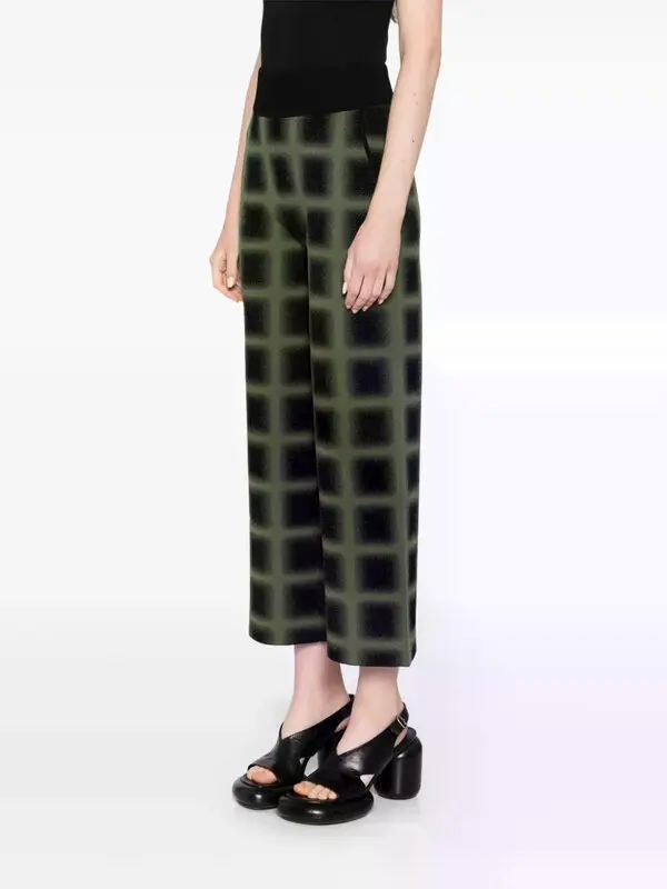 Ph5 Checked Intarsia Knit Cropped Wide Leg Pants