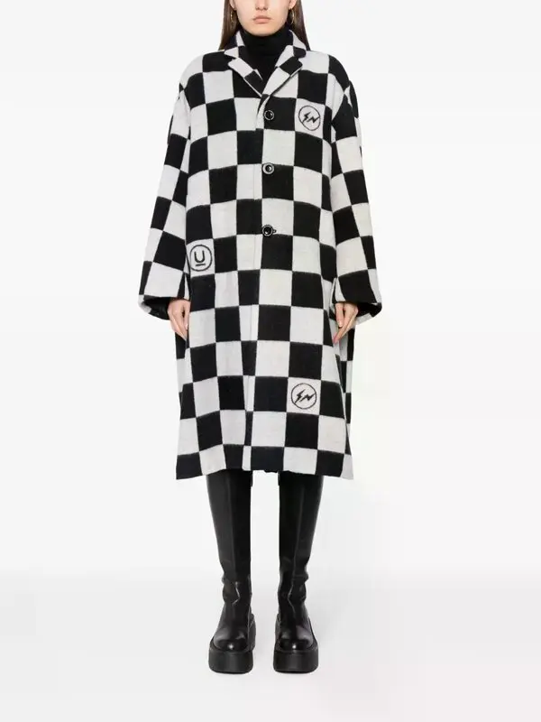 Undercover Check-print Button-up Coat